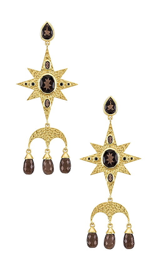 Mountain and Moon Christine Earrings in Smoky Quartz & Black Onyx | REVOLVE