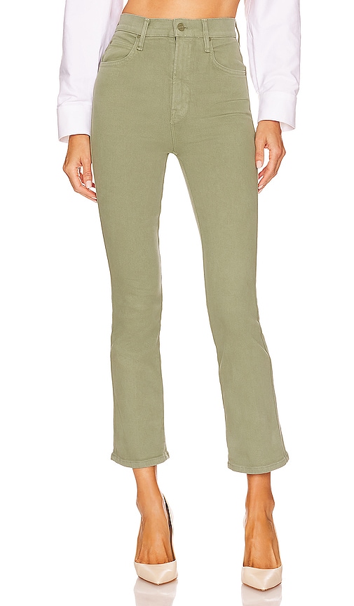 MOTHER High Waisted Smokin' Double Ankle in Oil Green | REVOLVE
