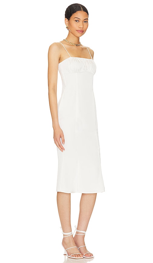 White Ruched Dress Midi | REVOLVE