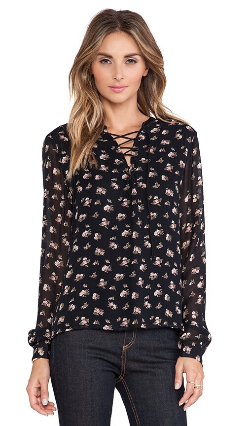 Maison Scotch Floral Top in Black Floral | REVOLVE