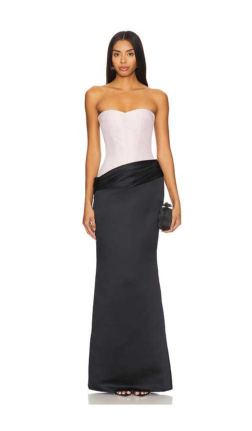 Nafsika Skourti The Two-Tone Undressed Gown in Blush & Black | REVOLVE
