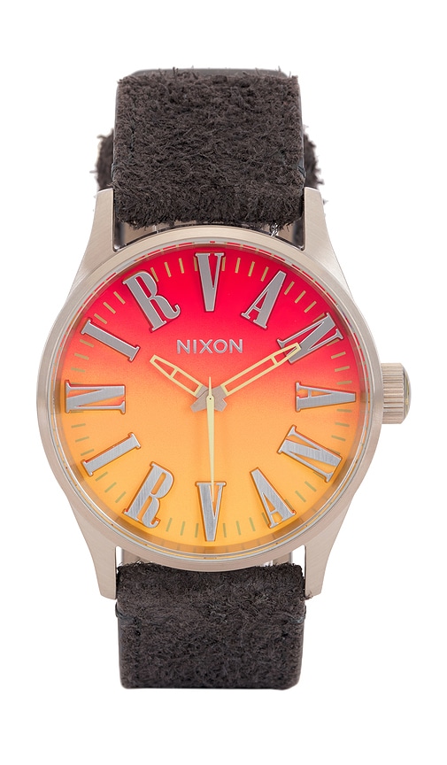 Nixon x Nirvana Sentry Leather Watch in Unplug Fade | REVOLVE