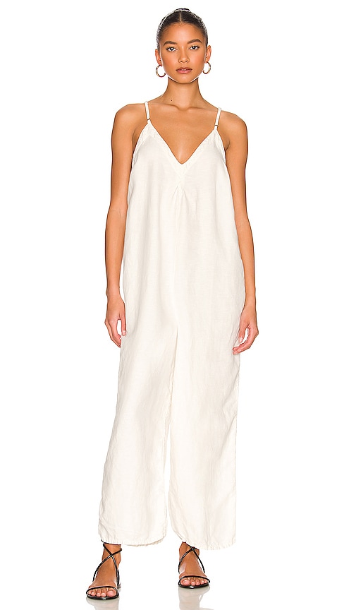 NSF Thorpe Linen Jumpsuit in Soft White | REVOLVE