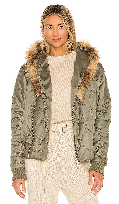 NSF Goya Drop Shoulder Puffer in Dark Olive | REVOLVE