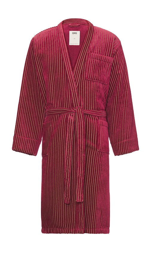 OAS Botnico Striped Velour Robe in Burgundy | REVOLVE