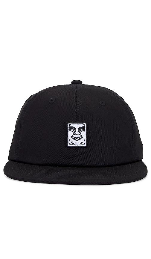 Obey Icon Patch 6 Panel Strapback Hat in Black | REVOLVE