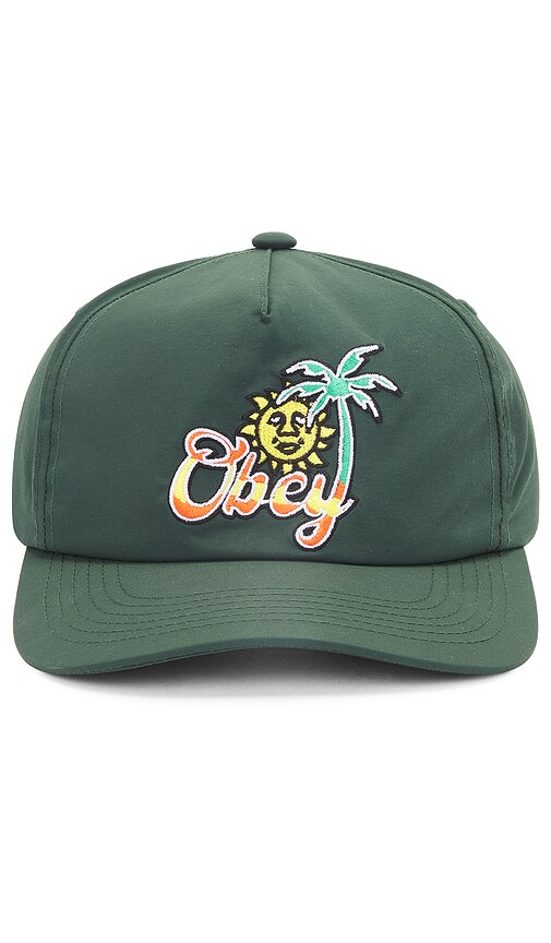 Obey Tropical 5 Panel Nylon Snapback in Dark Cedar | REVOLVE