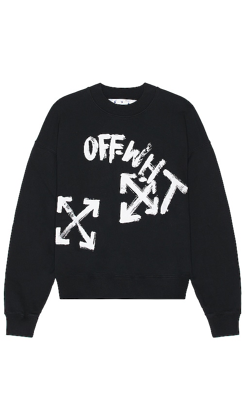 OFF-WHITE Paint Script Skate Crewneck in Black & White | REVOLVE