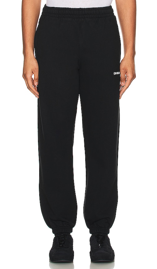 OFF-WHITE Chain Arrow Sweatpants in Black & White | REVOLVE