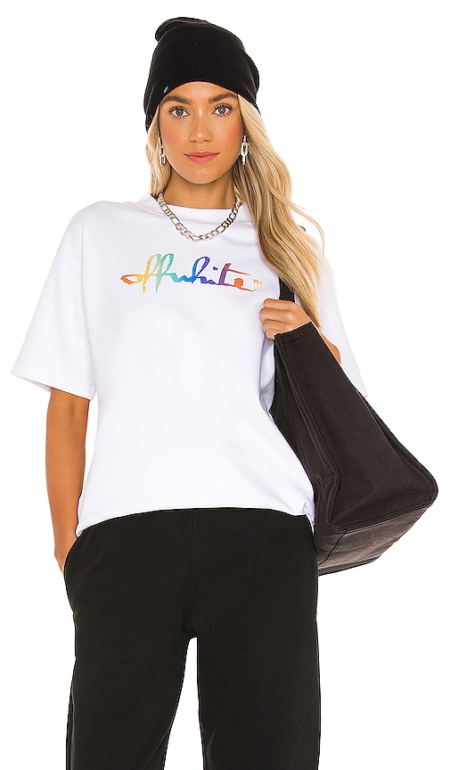 OFF-WHITE Rainbow Tomboy Tee in White Multi | REVOLVE