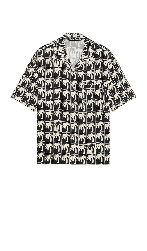 Palm Angels Dripping Palms Bowling Shirt in Black | REVOLVE