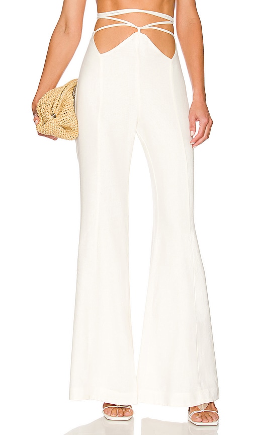 PatBO Linen TIe Waist Pants in White | REVOLVE