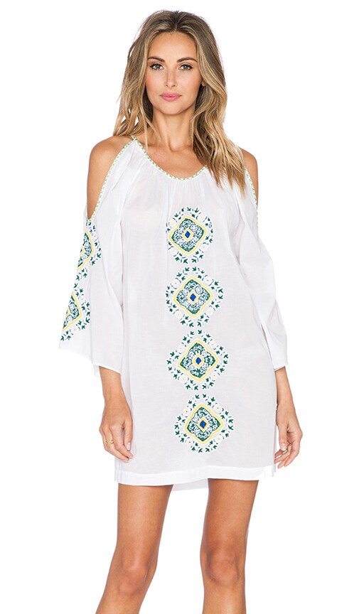 Pia Pauro Embroidered Dress in White | REVOLVE