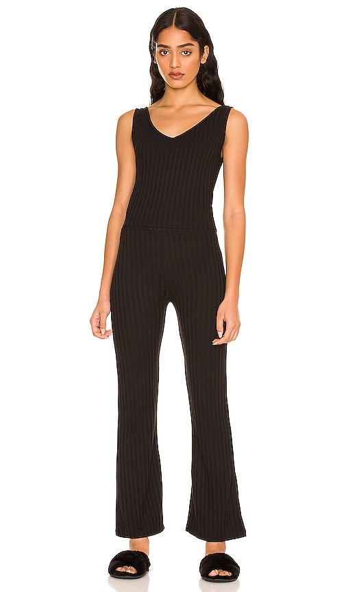 Plush Ribbed Knit Tank and Pant Set in Black | REVOLVE