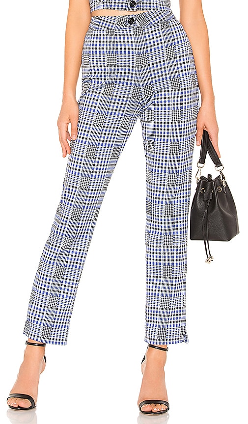 Privacy Please Sloane Pant in Blue & Black Plaid | REVOLVE