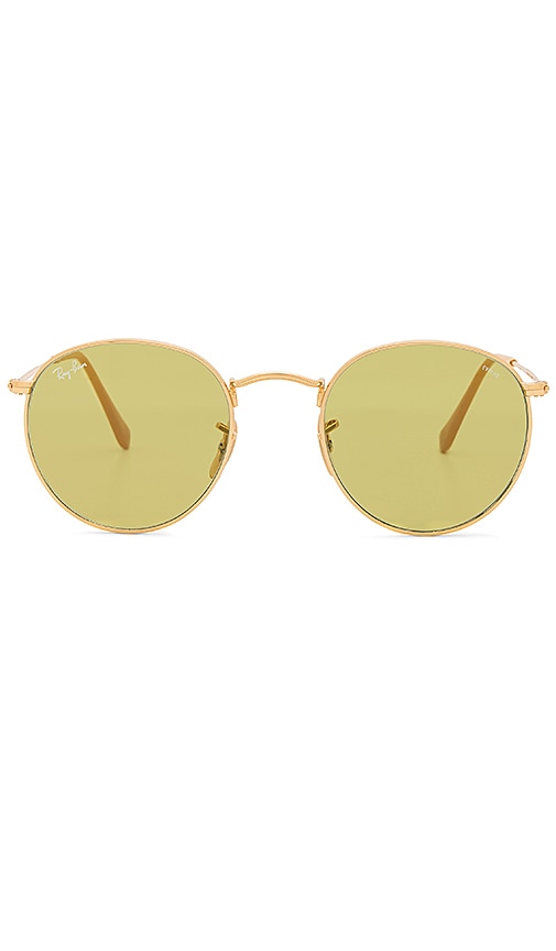 Ray-Ban Round Evolve in Gold & Photo Green | REVOLVE
