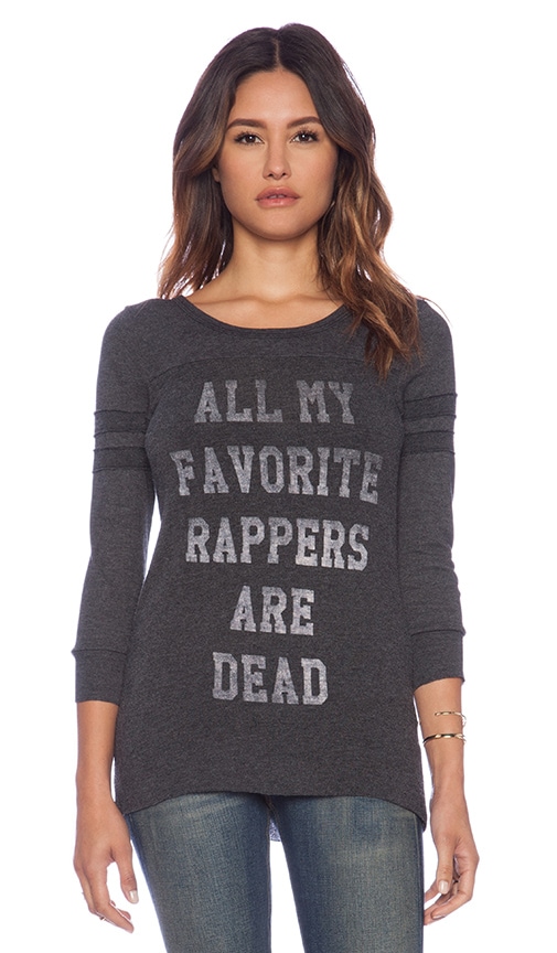 Rebel Yell My Favorite Rappers Thermal Football Tee in Black | REVOLVE
