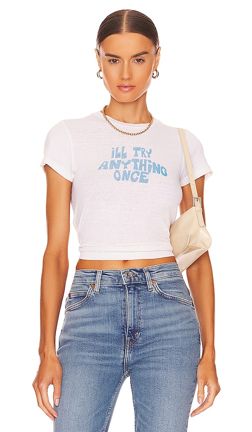 RE/DONE 90's Originals Baby Tee I'll Try Anything in Vintage White in ...