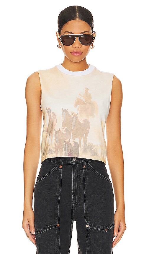 RE/DONE Baby Muscle Tank Cowboy in Optic White | REVOLVE