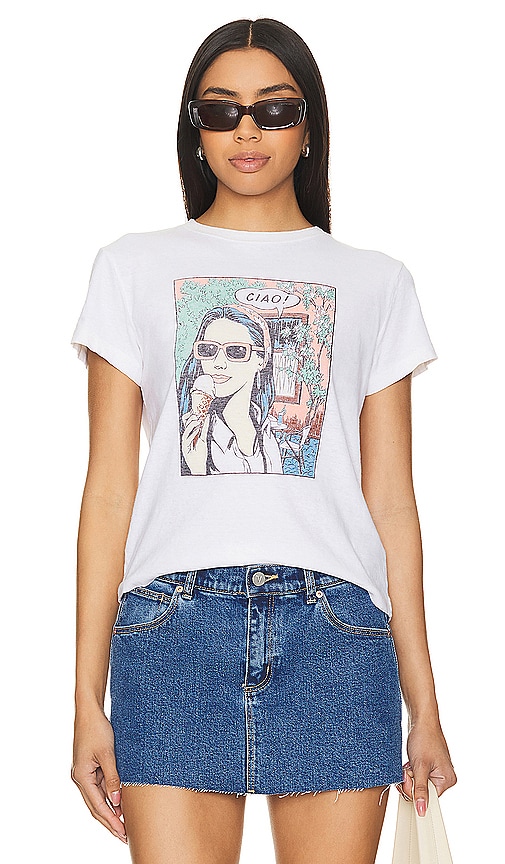 RE/DONE Classic Tee Ciao in Vintage White | REVOLVE