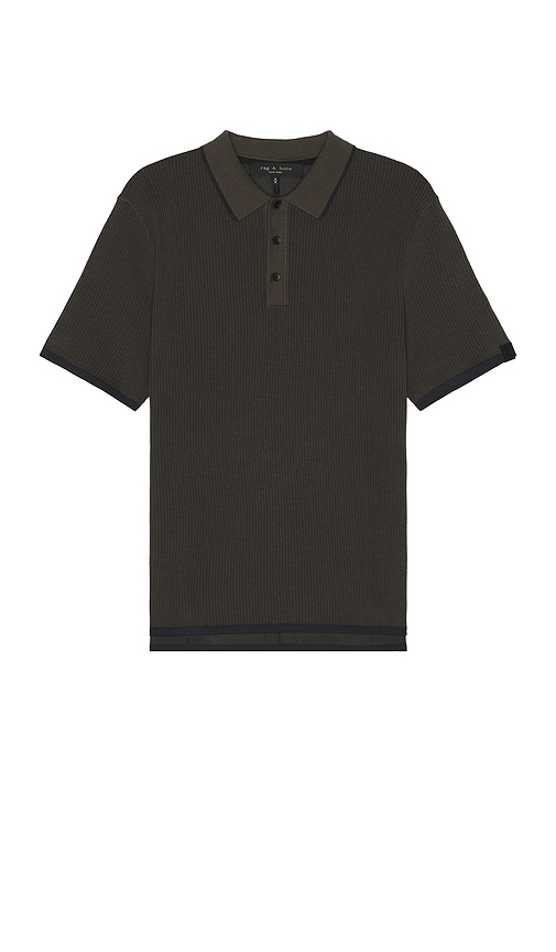 Rag & Bone Harvey Knit Polo in Shadow Green | REVOLVE