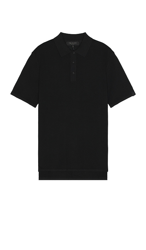 Rag & Bone Harvey Knit Polo in Black | REVOLVE