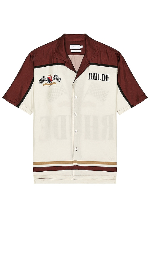 Rhude Racing Team Shirt in White & Maroon | REVOLVE
