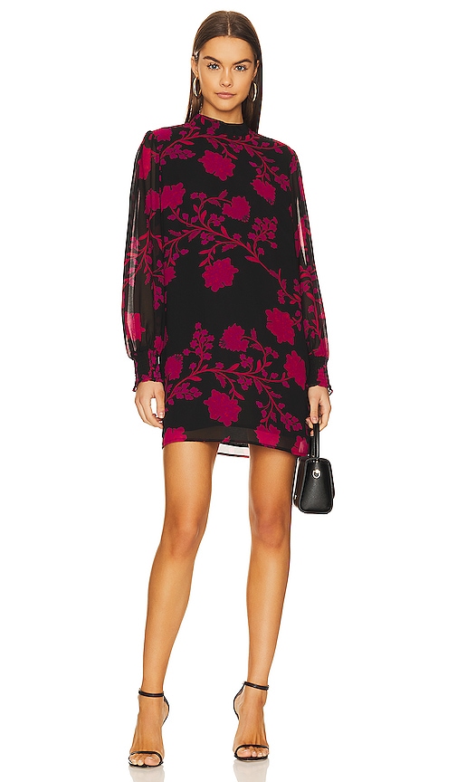 Sanctuary Volume Sleeve Mock Neck Dress in Rouge Ivy in Rogue Ivy | REVOLVE