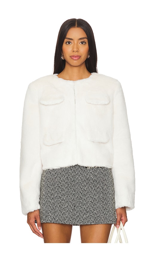 self-portrait Faux Fur Jacket in Cream | REVOLVE