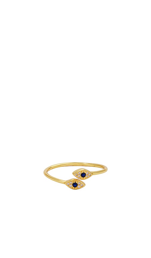 SHASHI Double Evil Eye Ring in Gold | REVOLVE