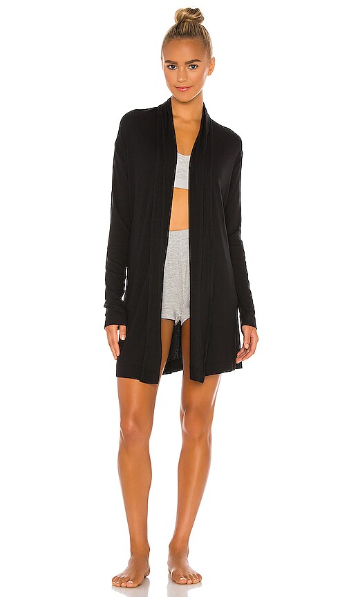 Skin Natalie Wrap Robe in Black | REVOLVE