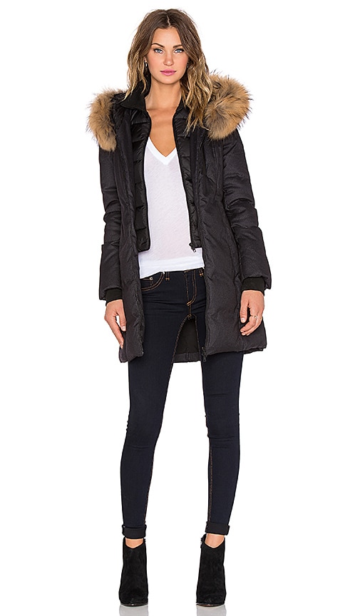 Soia & Kyo Chrissy Jacket with Asiatic Raccoon Fur Trimmed Hood in ...