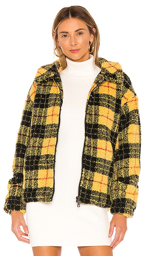 superdown Ria Plaid Teddy Jacket in Yellow Plaid | REVOLVE