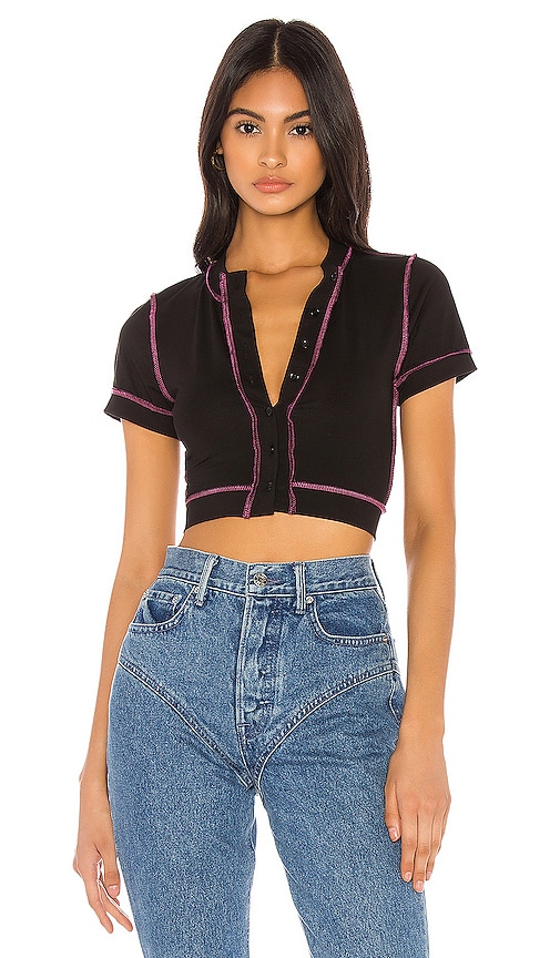 superdown Ariel Button Up Top in Black & Pink | REVOLVE