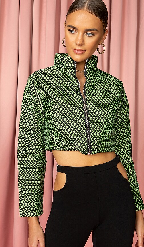superdown Super Cropped Puffer in Green | REVOLVE