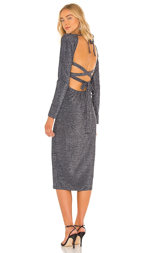 Suboo Celeste Cut Out Midi Dress in Navy Metallic | REVOLVE