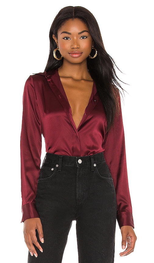 Theory Classic Fitted Shirt in Currant | REVOLVE