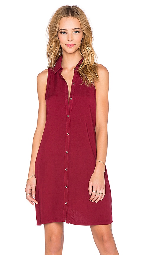 three dots Sleeveless Shirt Dress in Brick Stone | REVOLVE