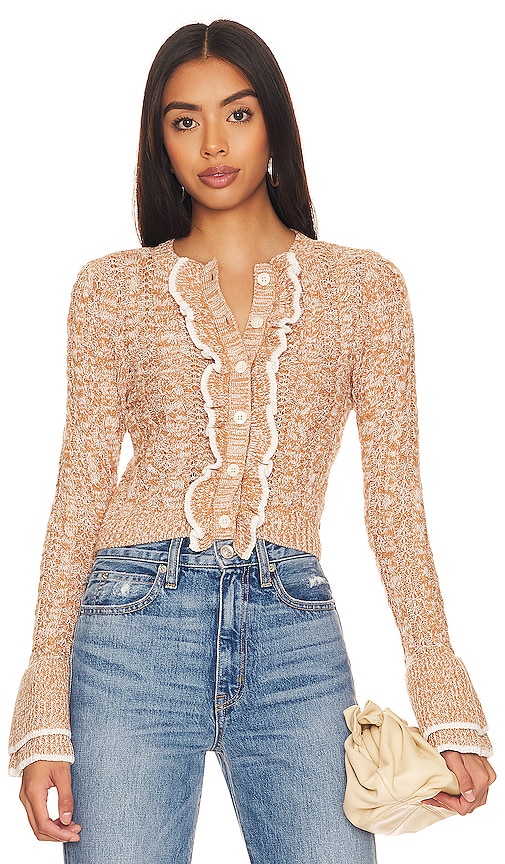 Tularosa Starlene Ruffle Cardigan in Tan | REVOLVE
