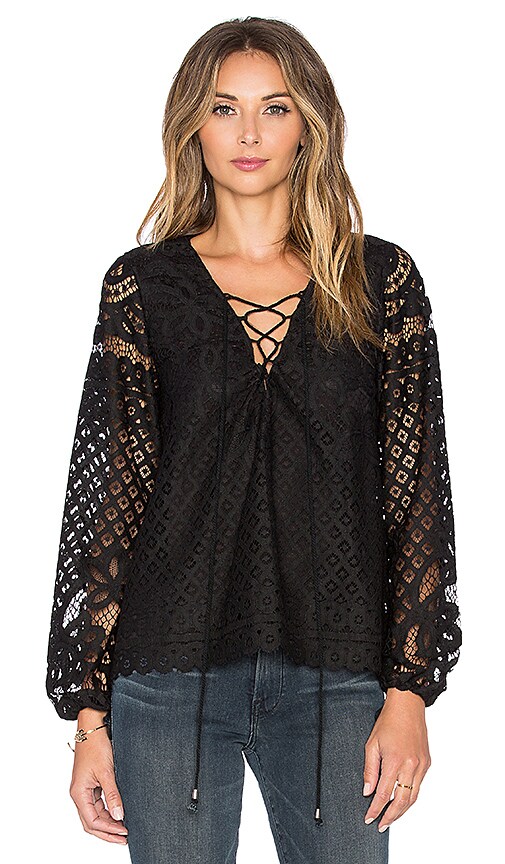 Tularosa x REVOLVE Lace Up Blouse in Black | REVOLVE