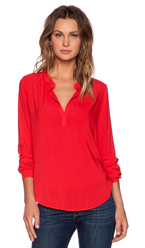 Velvet By Graham And Spencer Rayon Challis Rosie Top In Sportred Revolve