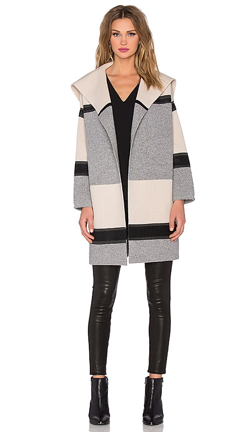 Vince Colorblock Car Coat in Ivory & Grey | REVOLVE
