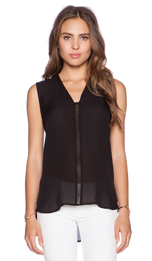 Vince Mesh Inset Tank in Black | REVOLVE