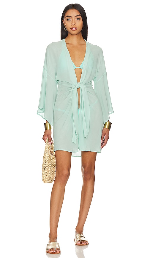 Vix Swimwear Perola Knot Cover Up in Aqua | REVOLVE