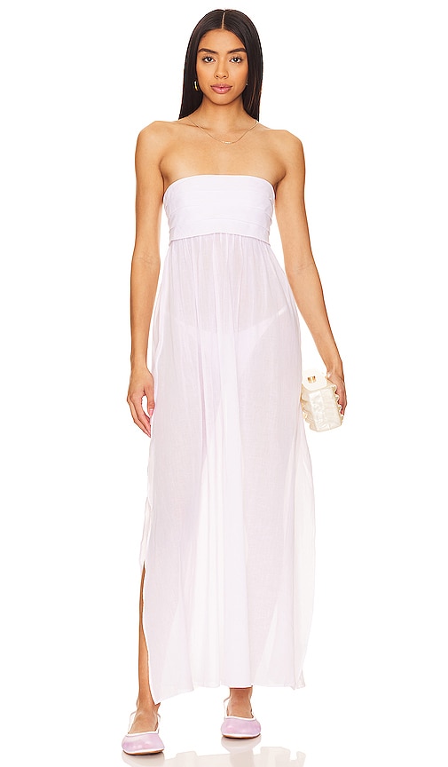 Vix Swimwear Davina Long Cover Up Dress in Off White | REVOLVE
