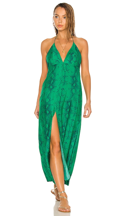 Vix Swimwear Luna Long Dress in Green Snake | REVOLVE