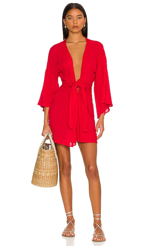Vix Swimwear Perola Knot Coverup in Cherry | REVOLVE