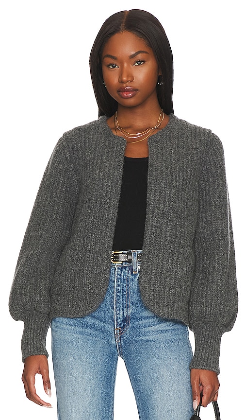 White & Warren Plush Alpaca Blend Open Jacket in Charcoal | REVOLVE