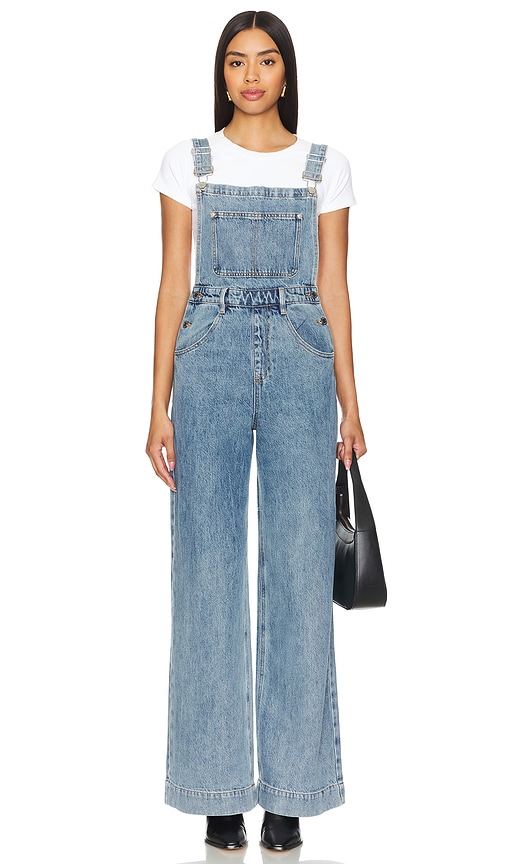 WeWoreWhat Wide Leg Denim Overall in Undone Wash | REVOLVE