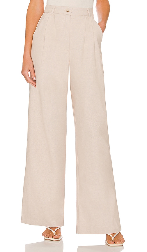 WeWoreWhat High Rise Pleated Pant in Cr?me Brulee in Creme Brulee | REVOLVE